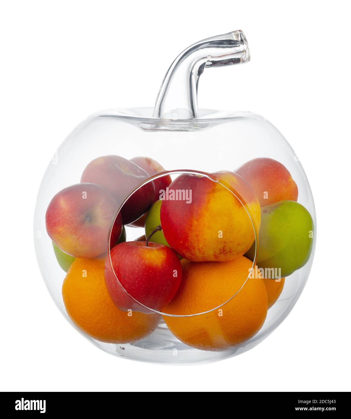 Apple-shaped glass fruit bowl isolated on white Stock Photo - Alamy
