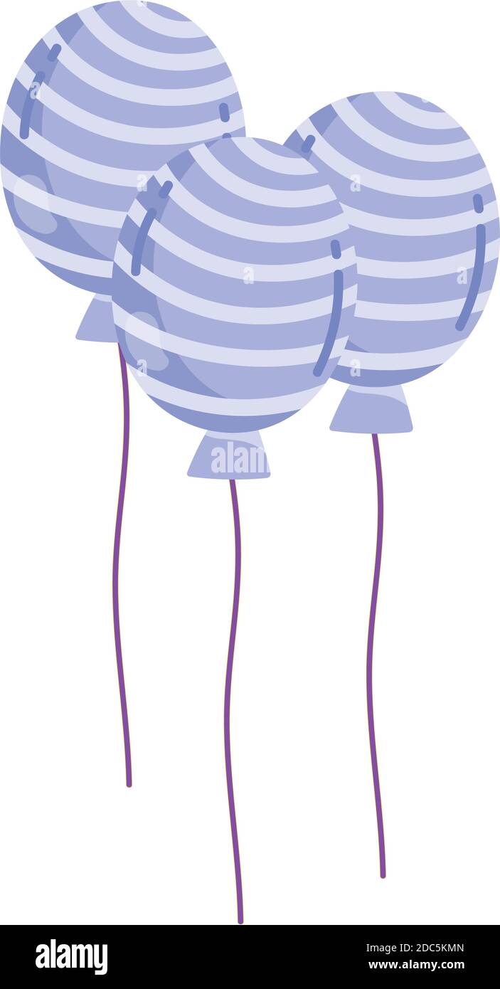 striped balloons party celebration and decoration isolated white ...