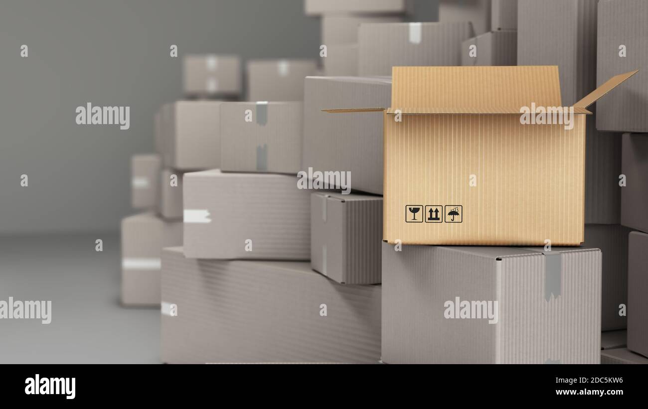 Cardboard boxes on pallet delivery and transportation logistics storage ...