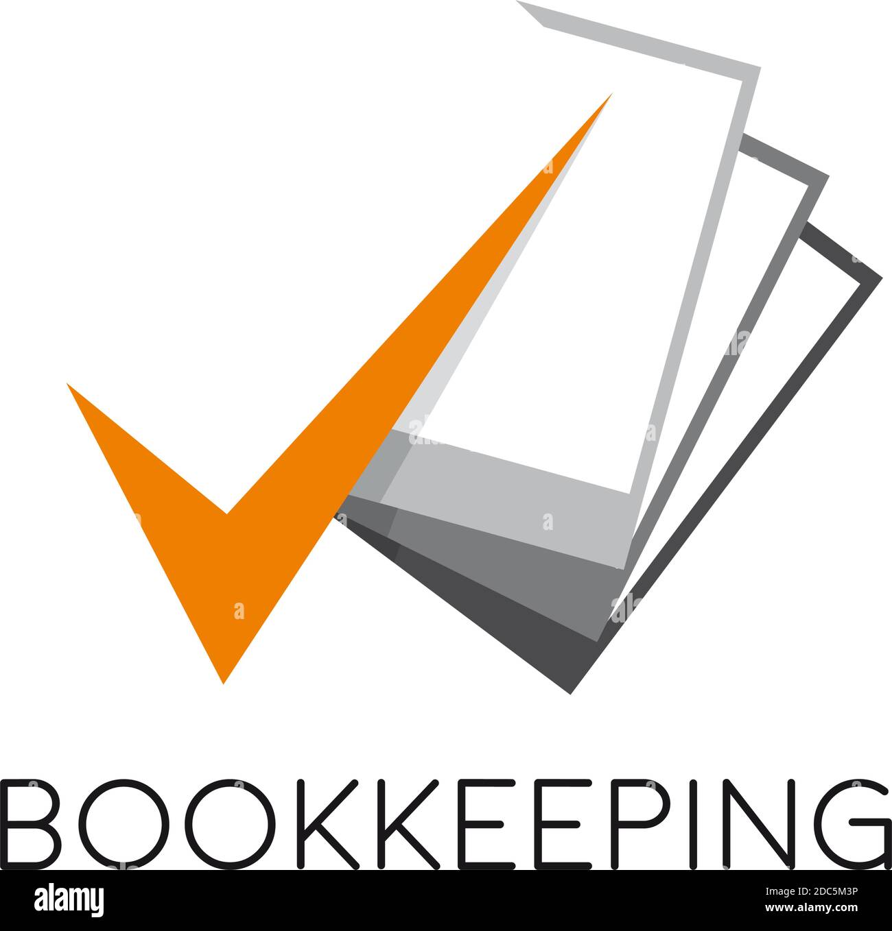Sheets and accounting documents with the check. Vector logo bookkeeping ...