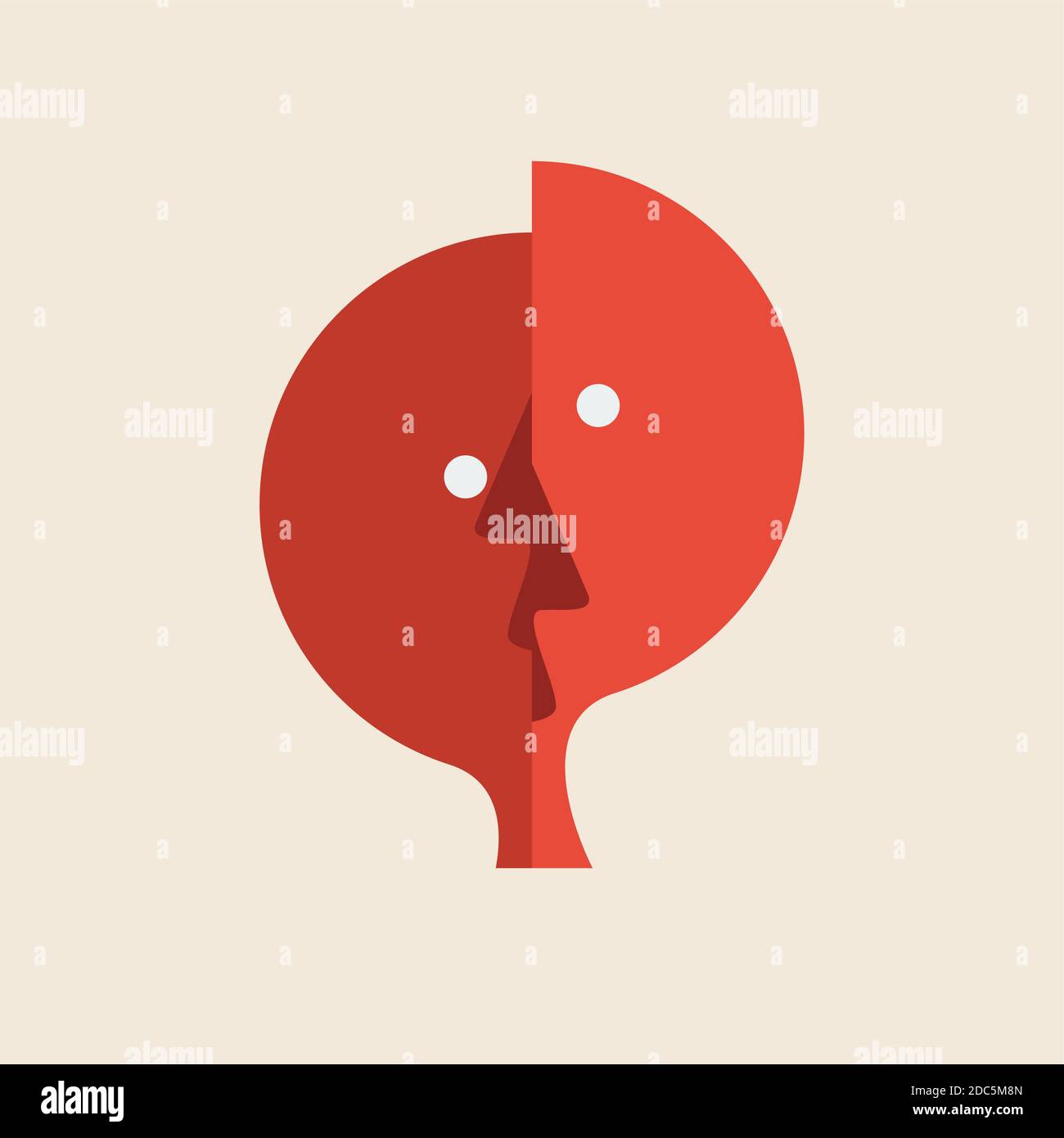Vector logo abstract dual personality. Mind control and, conflict ...
