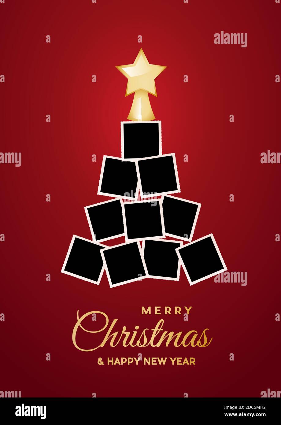 Christmas tree with empty photos, space to insert images. Vector ...