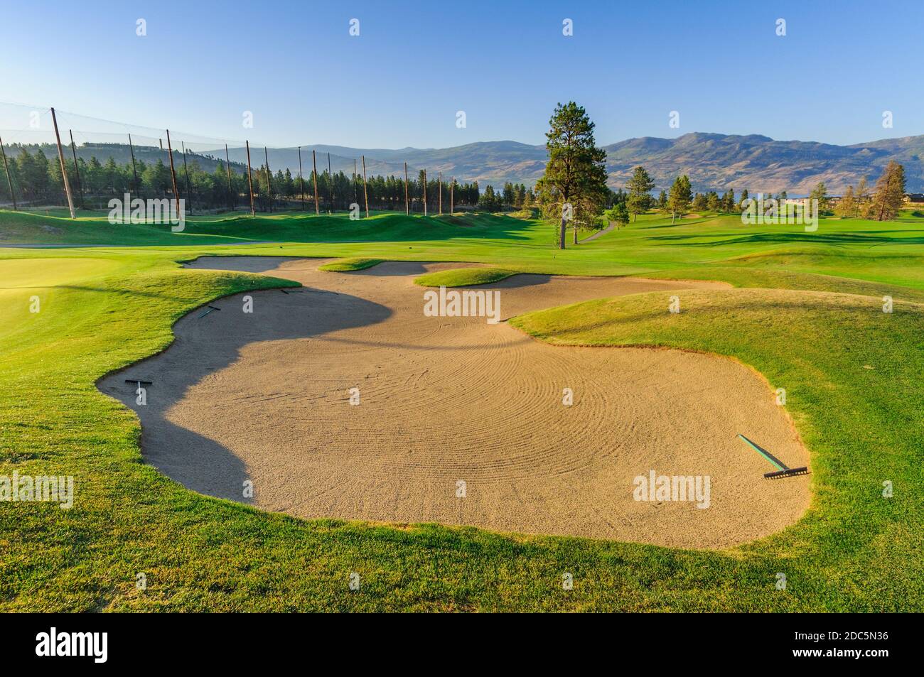 Early morning bunker on golf course with sunny skies Stock Photo - Alamy