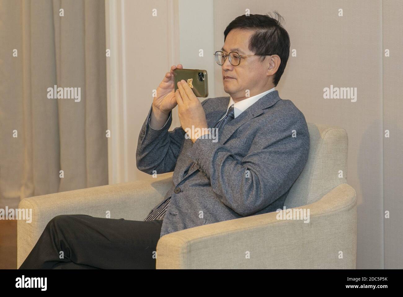 Taipei. 13th Aug, 2020. Tung Tzu-Hsien attends the press conference and ...