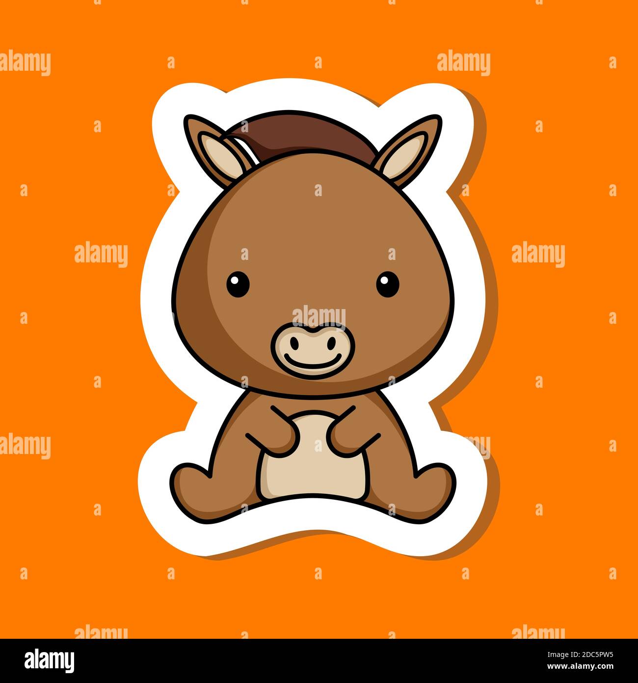 Cute cartoon sticker little donkey logo template. Mascot animal ...