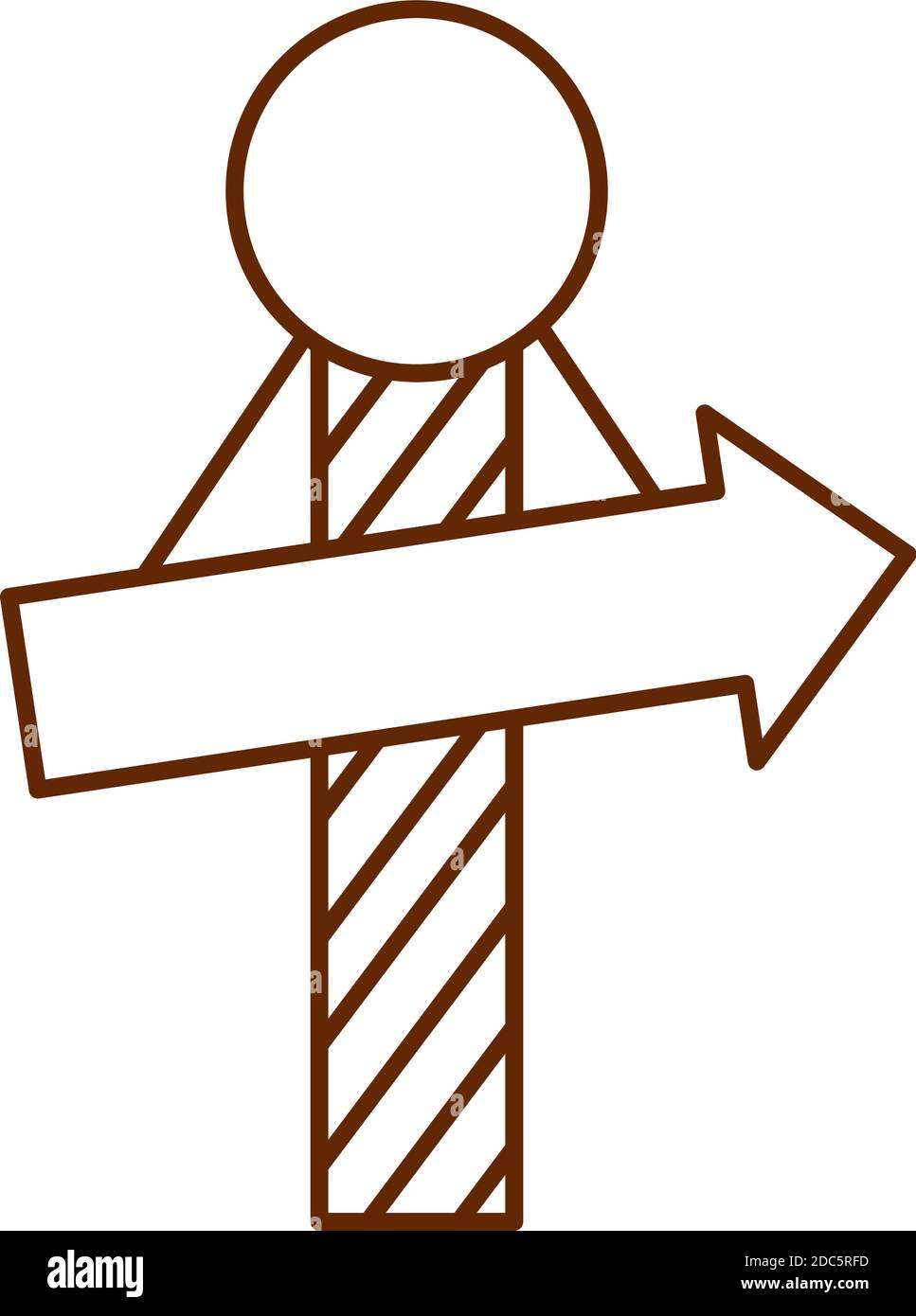 striped pole with arrow guide cartoon vector illustration cartoon line ...