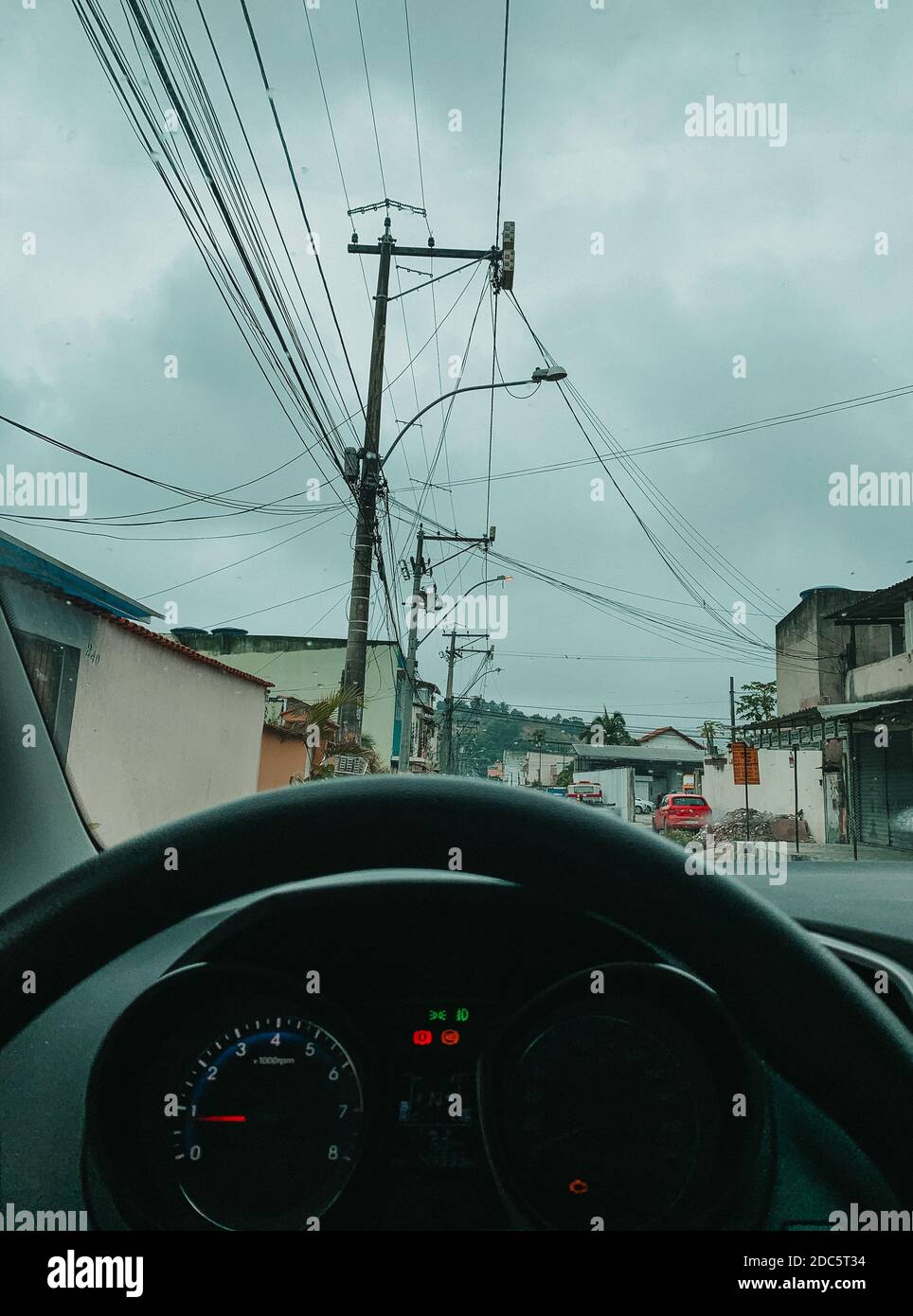 The power transmission lines in Rio de Janeiro during a cloudy day ...
