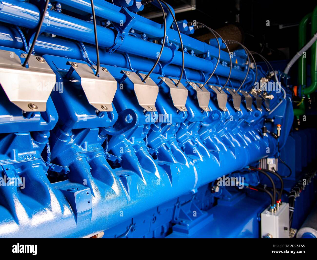 Engine of CHP unit. Diesel and gas industrial electric generator ...