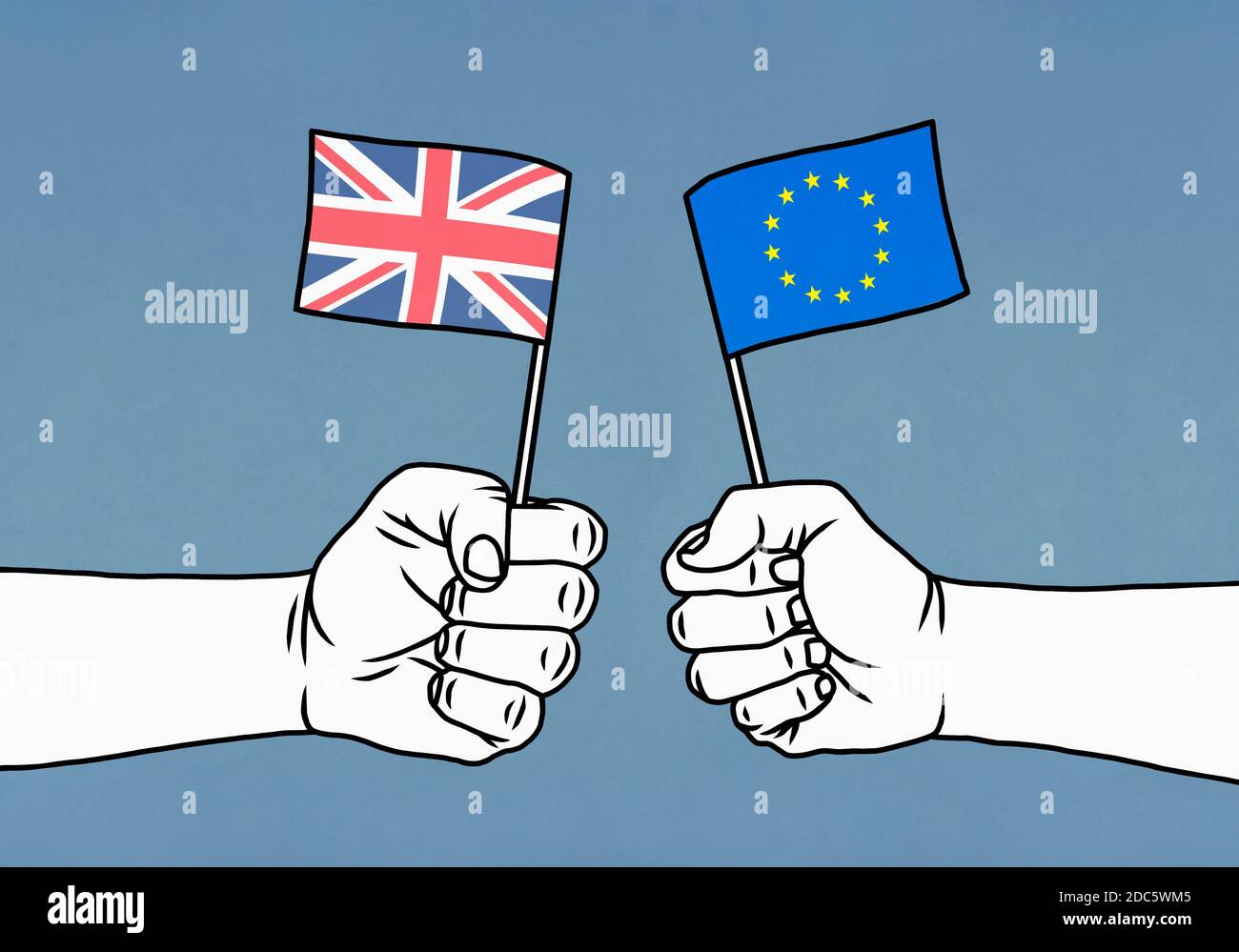 Hands holding Union Jack and European Union flags Stock Photo - Alamy