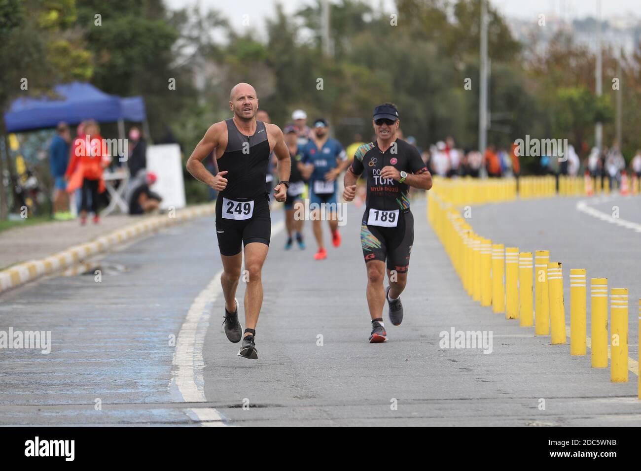 ISTANBUL, TURKEY - OCTOBER 18, 2020: Athletes competing in running ...