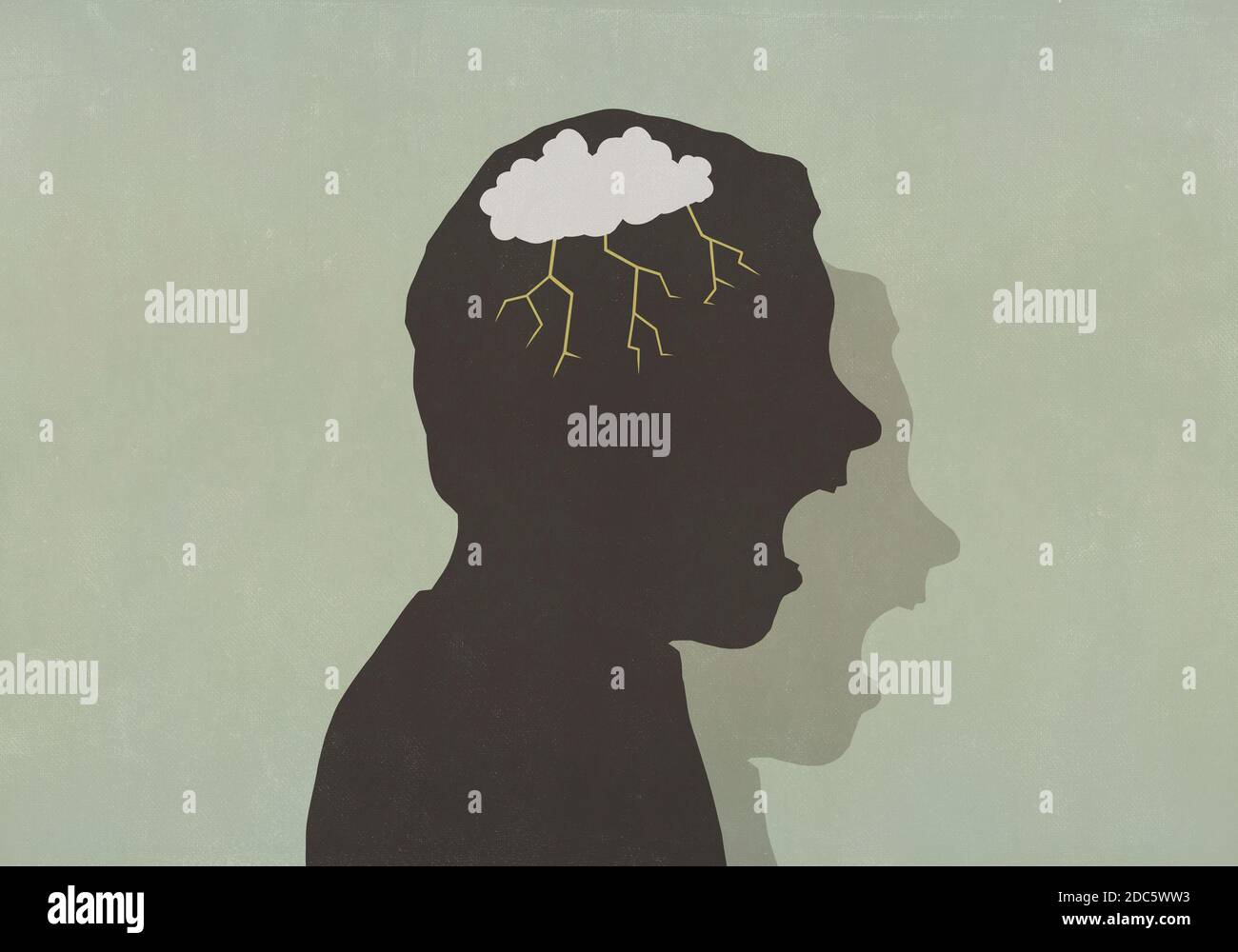 Silhouette angry man with storm cloud in head screaming Stock Photo - Alamy