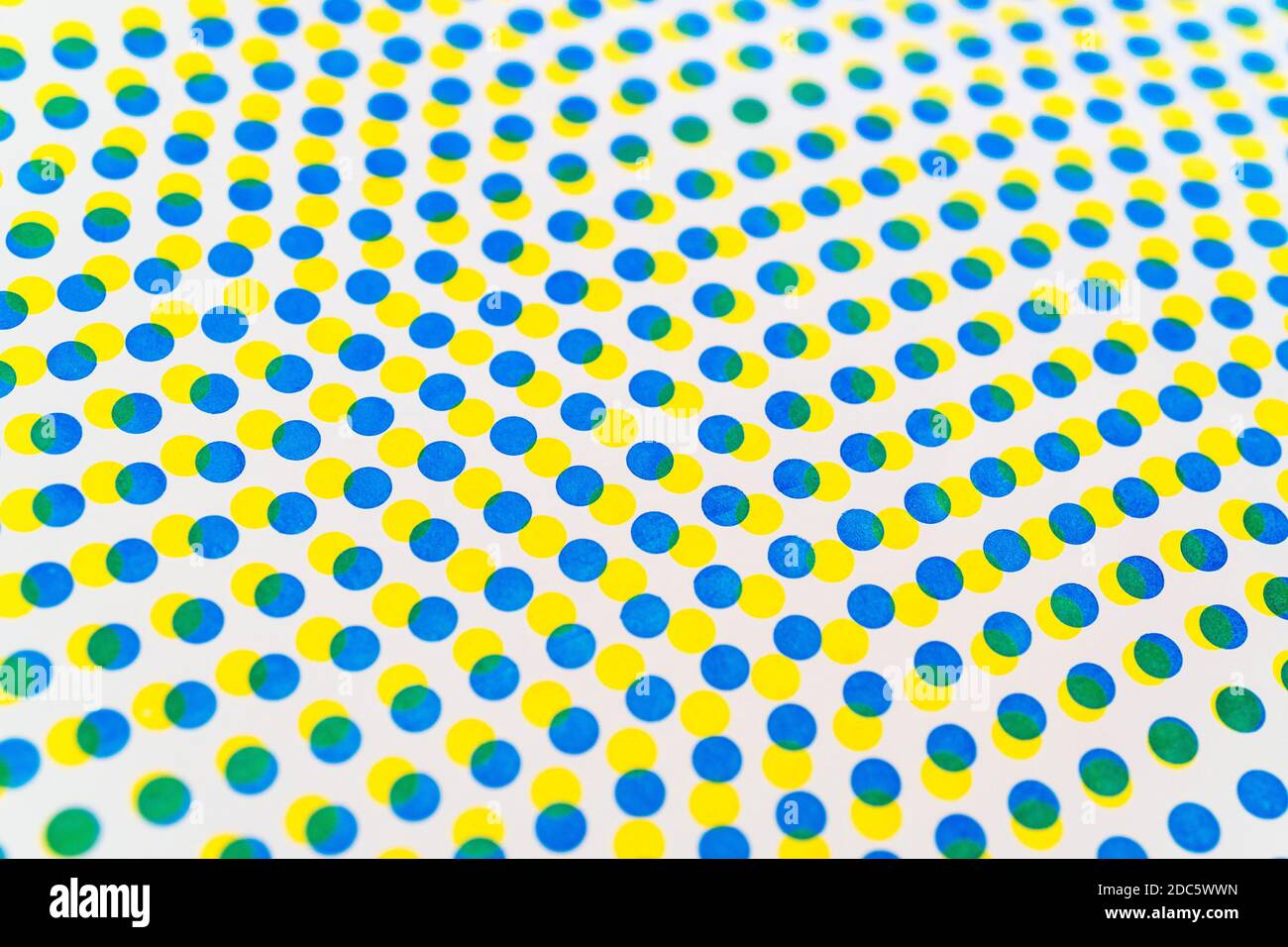 3D blue and yellow dots pattern overlapping on white background Stock ...