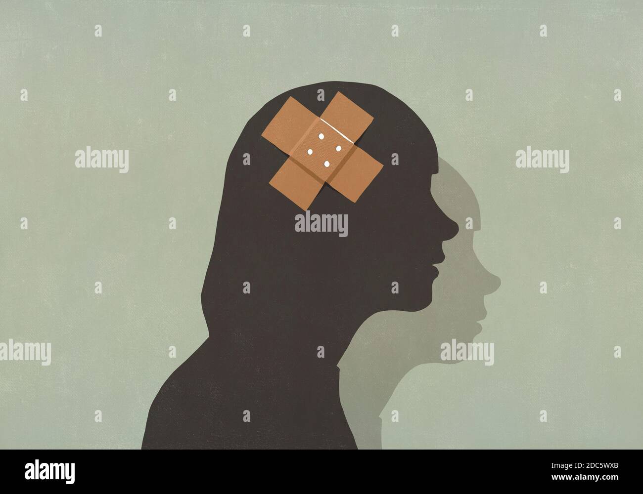 Silhouette woman with bandage over head Stock Photo - Alamy