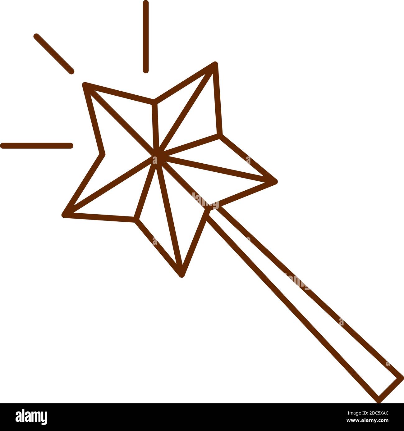 magic wand fantasy cartoon vector illustration cartoon line icon Stock ...