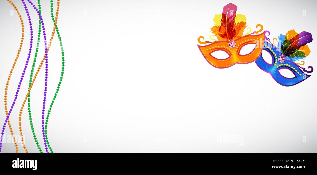 Greeting card template with beads for Mardi Gras for decoration and ...