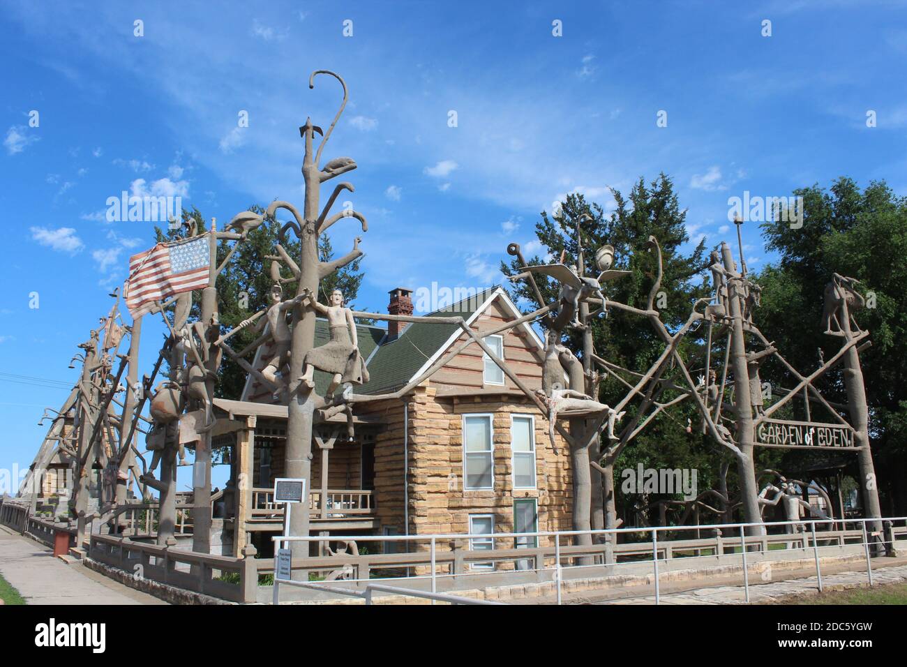 Garden of Eden in the spring with blue sky and white clouds Stock Photo ...