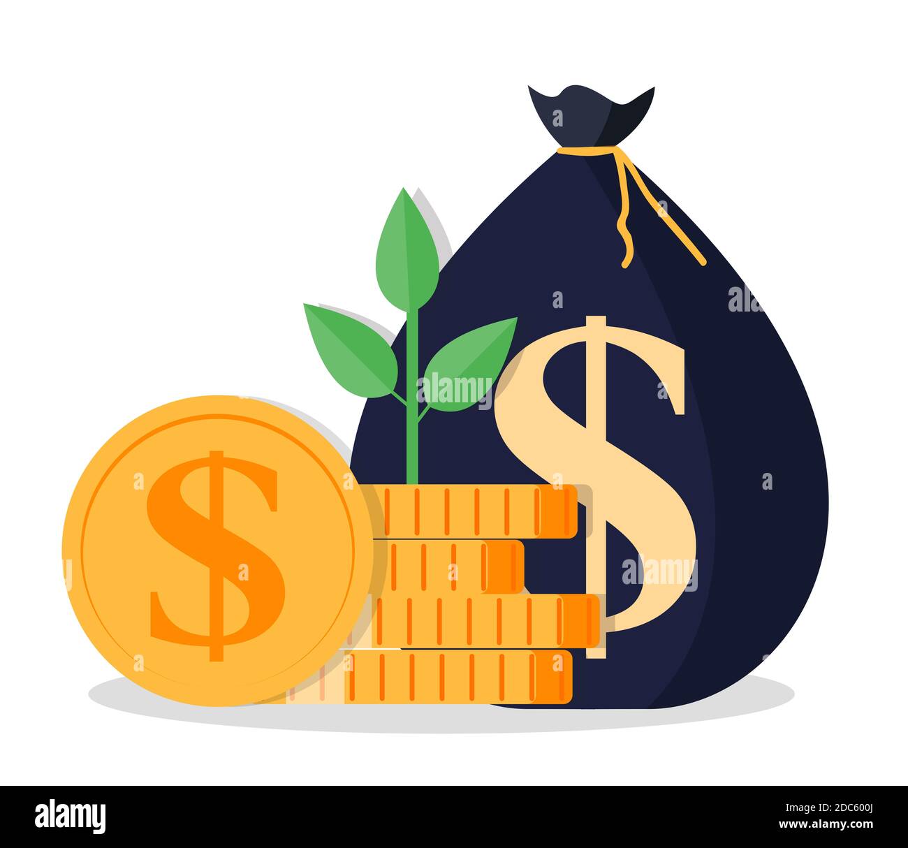 Growing money tree with Gold coins on branches icon. Symbol of wealth ...