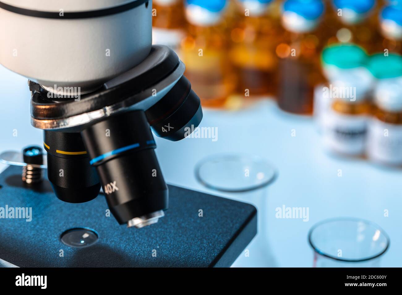 Photo of a professional microscope in laboratory close up Stock Photo ...