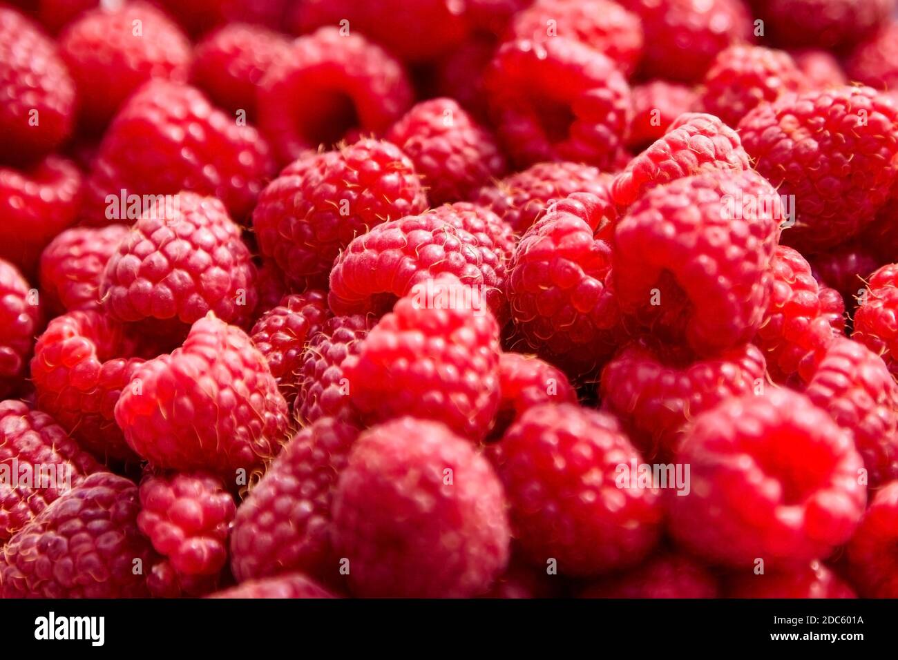 Fresh red ripe raspberries background Stock Photo - Alamy