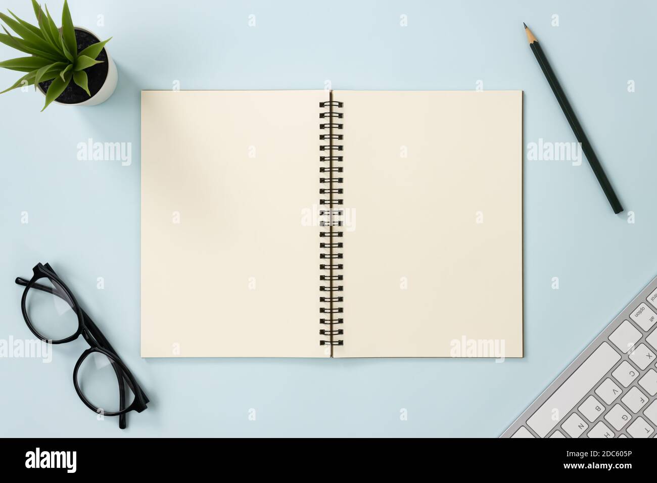 Top Table Spiral Notebook or Spring Notebook Mockup in Unlined Type on ...