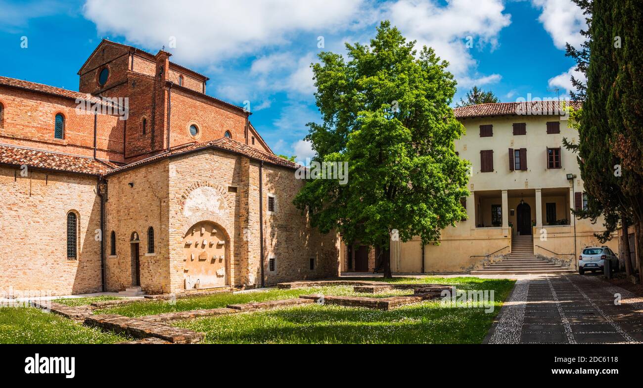 Ancient fortified village and abbey of Sesto al Reghena. Italy Stock ...