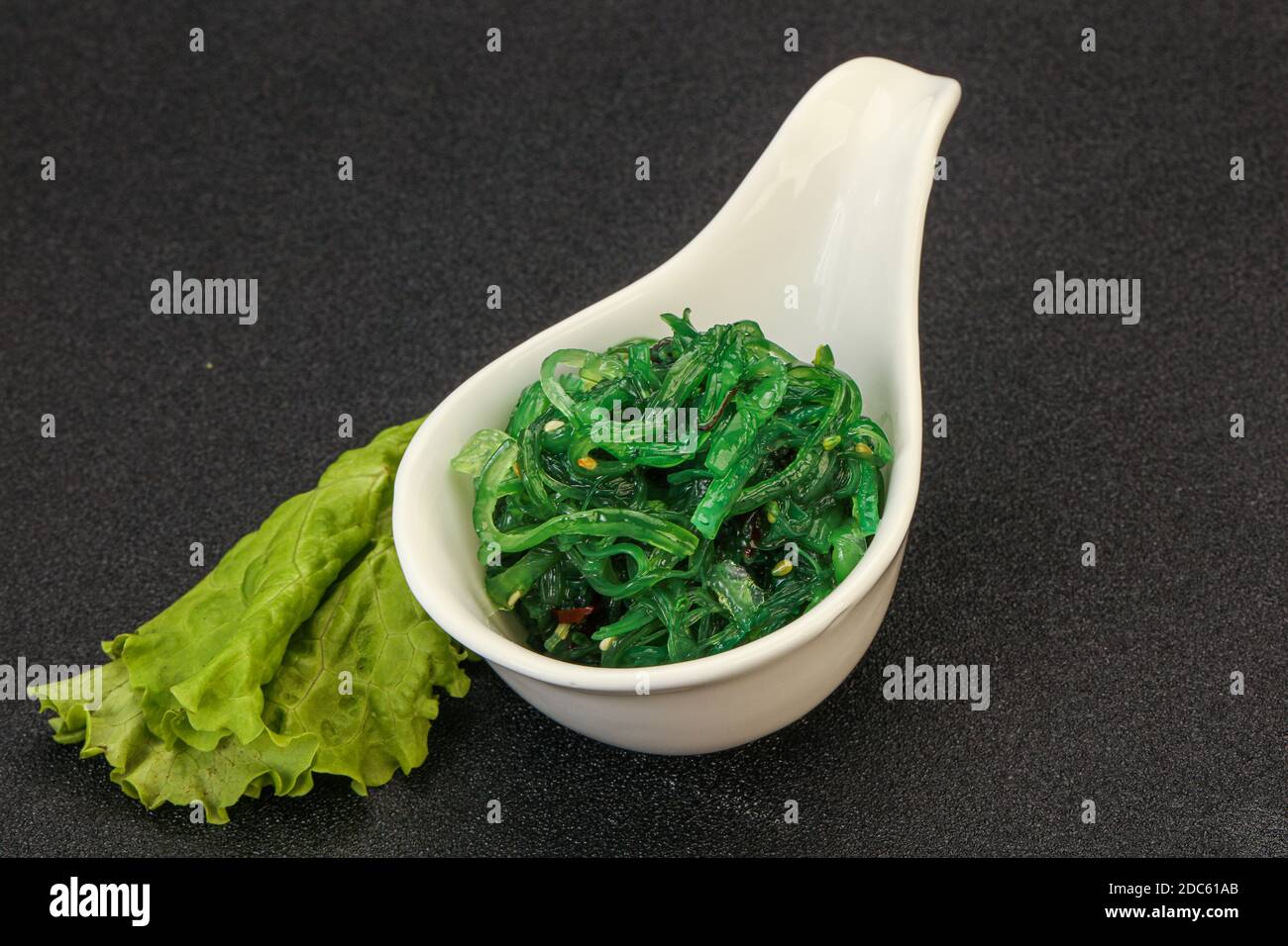 Green Chuka Seaweed Salad Isolated on White Background Top View. Wakame ...