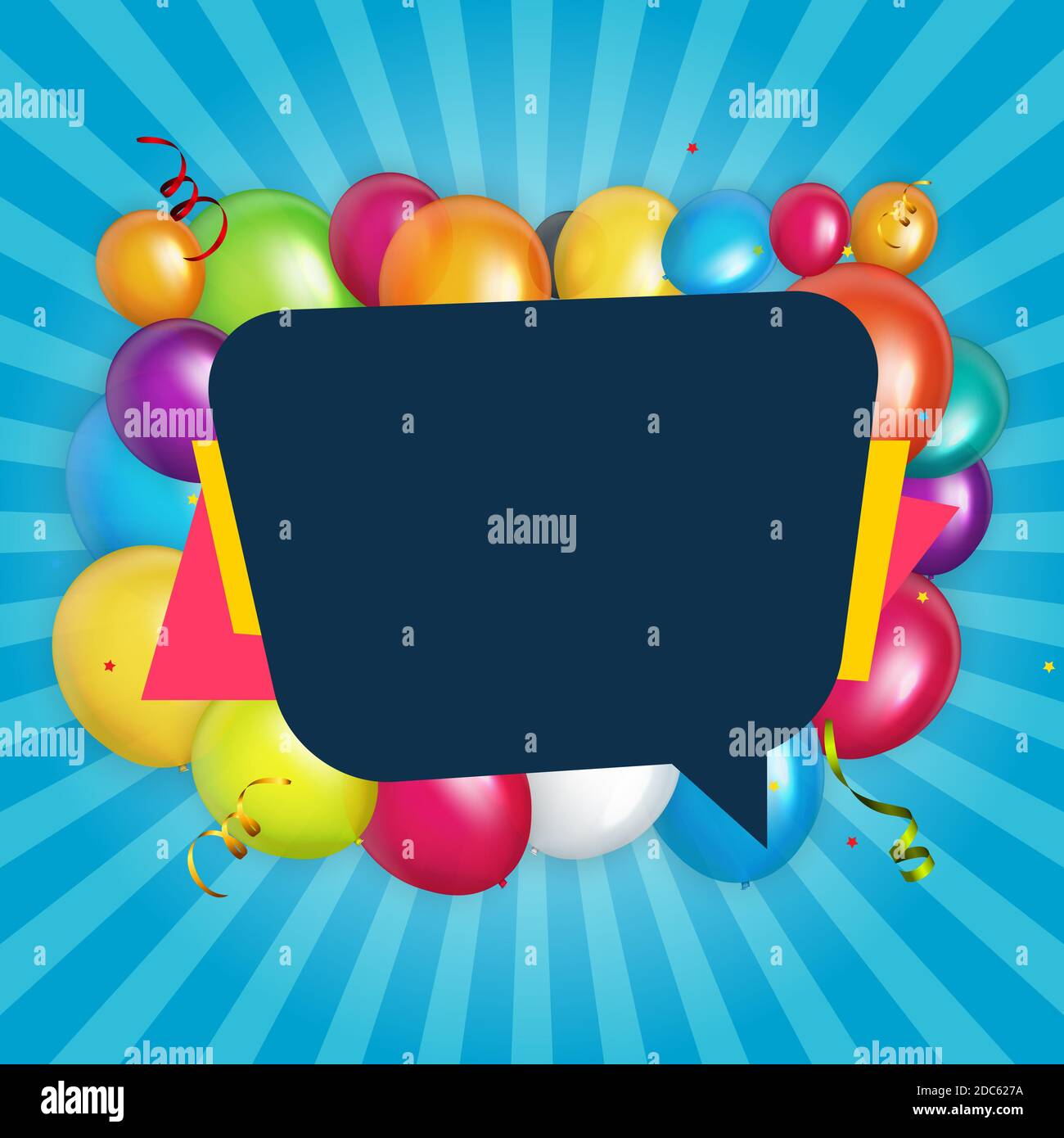 Color Glossy Happy Birthday Balloons Banner Background Illustration ...
