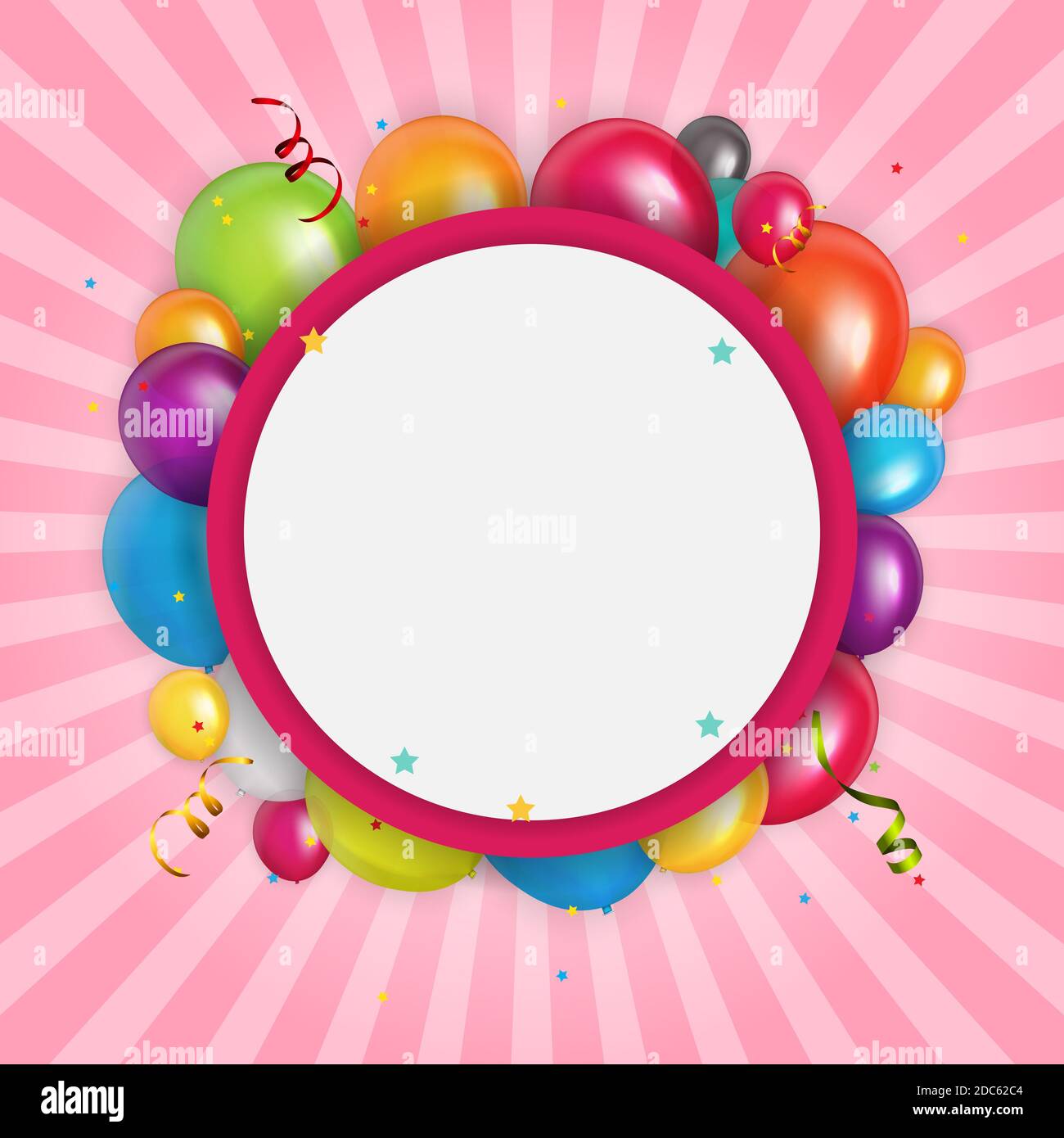 Color glossy balloons birthday card background Illustration Stock Photo ...