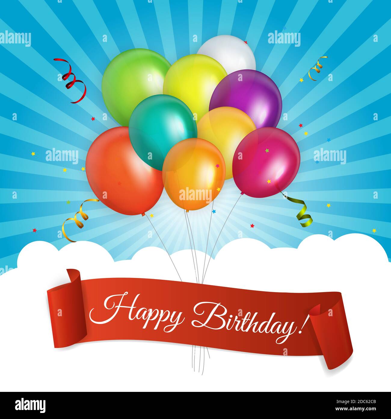 Color glossy balloons birthday card background Illustration Stock Photo ...