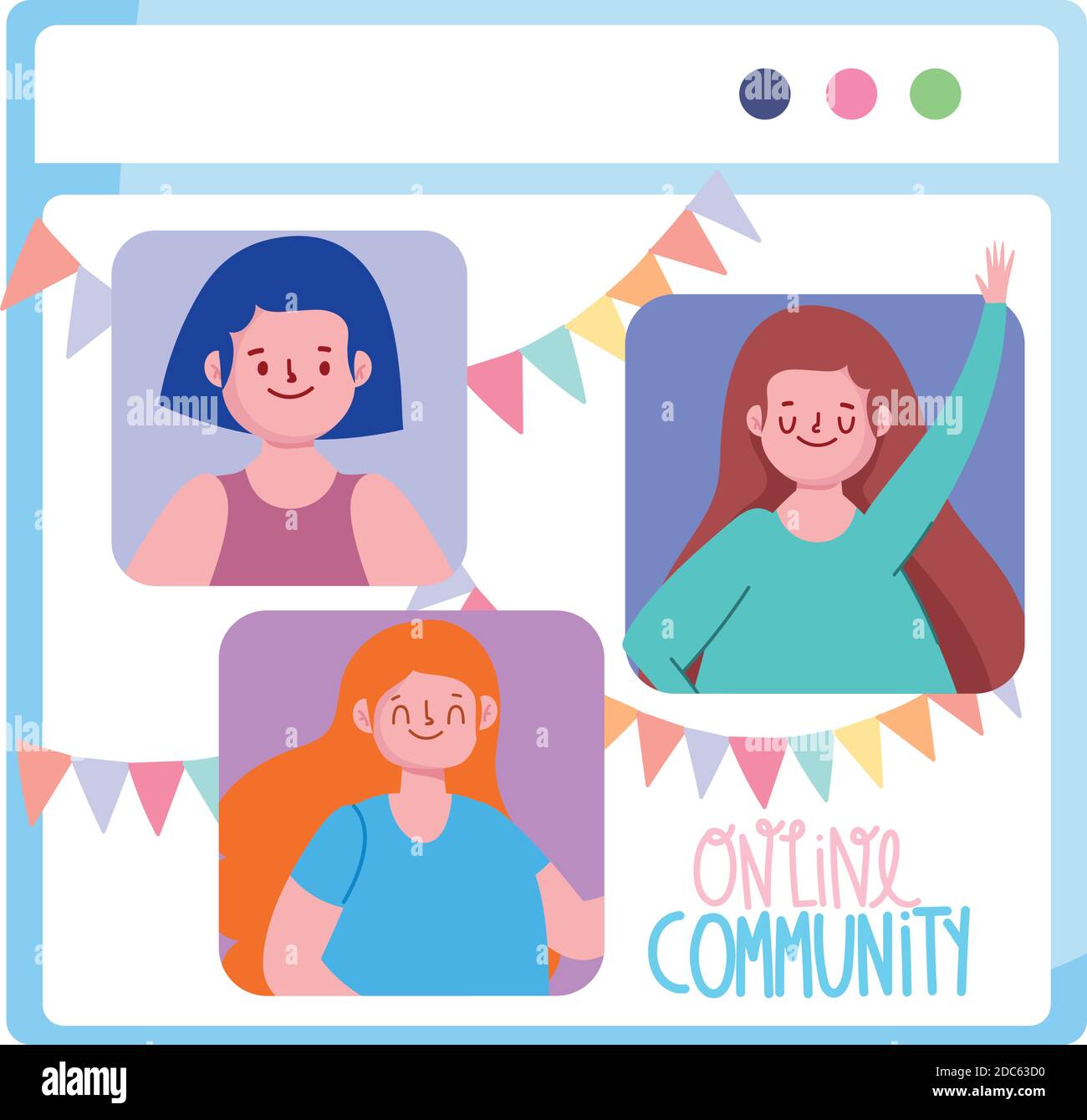 online party, people community celebration festive meeting vector ...