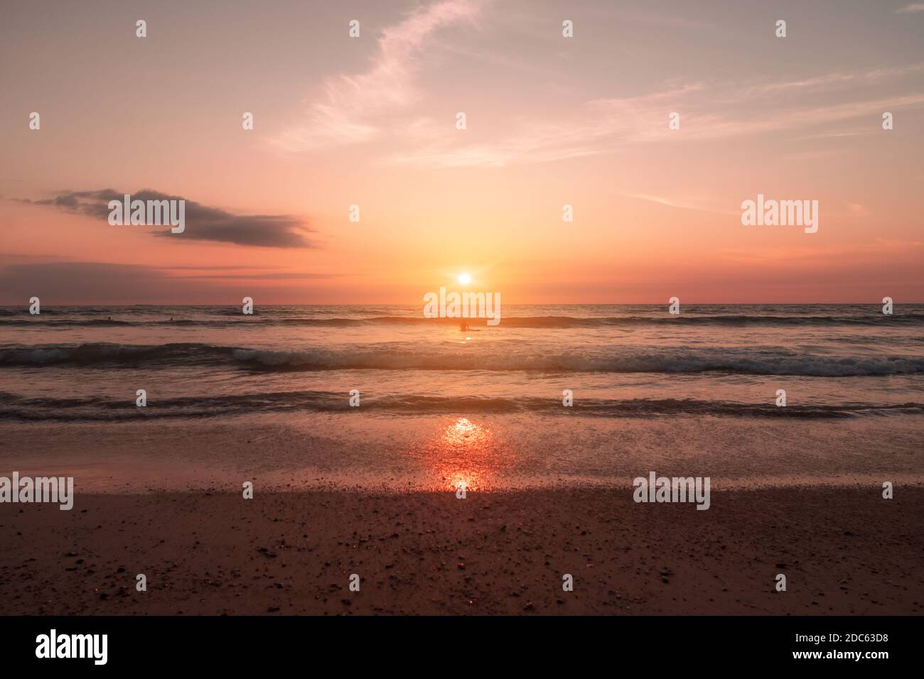 Tropical nature clean beach sunset sky time with sun light background ...