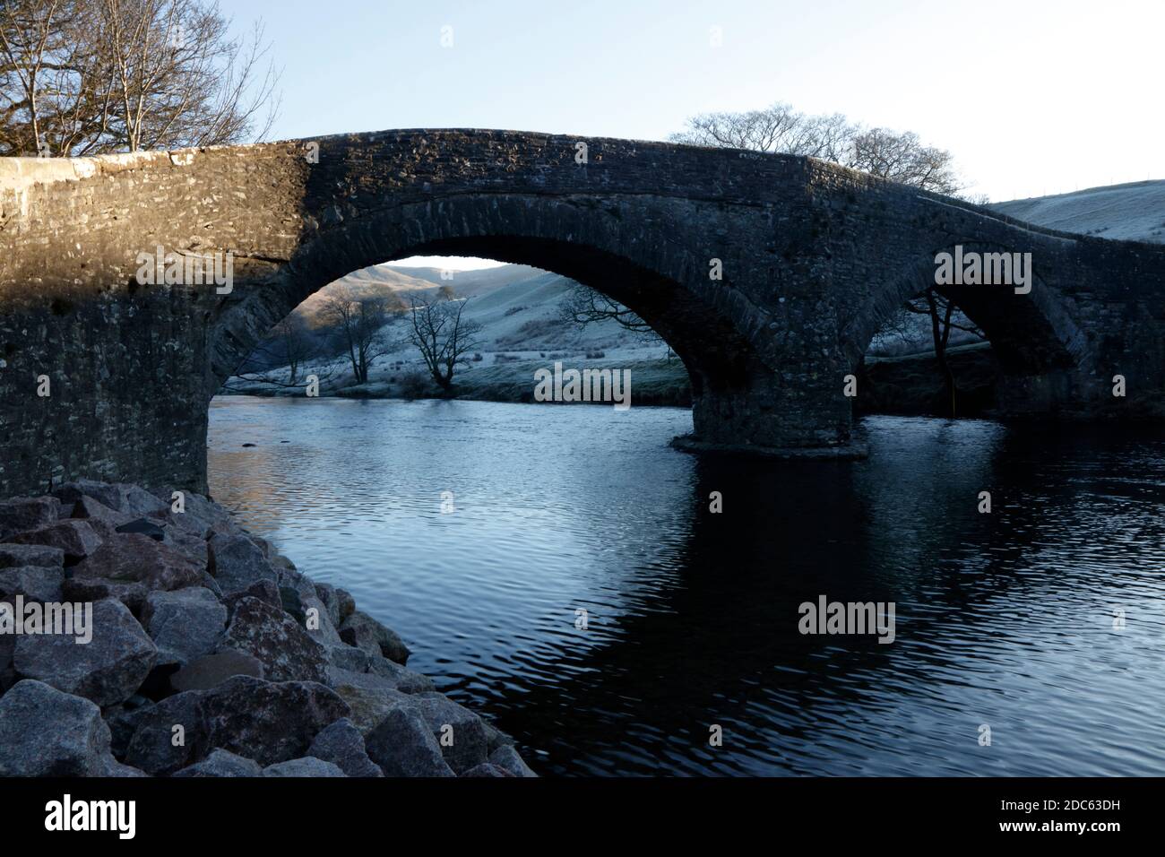 River Lune at Crook of Lune Bridge, Lune Gorge, Cumbria, England, UK ...