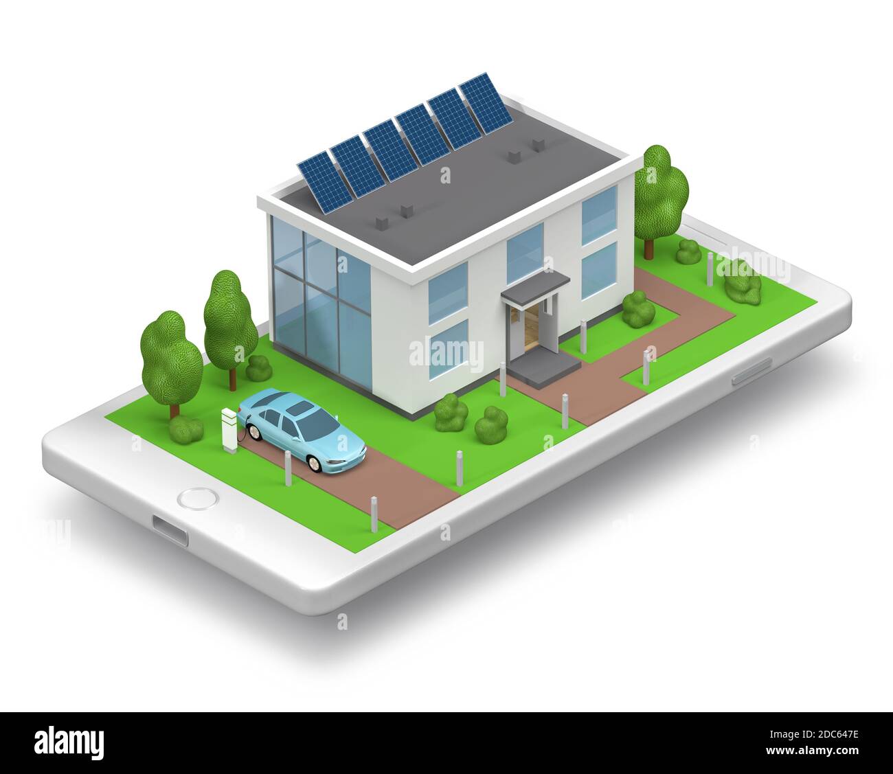 Modern Smart Home Connected To Wireless Control System Application 3d