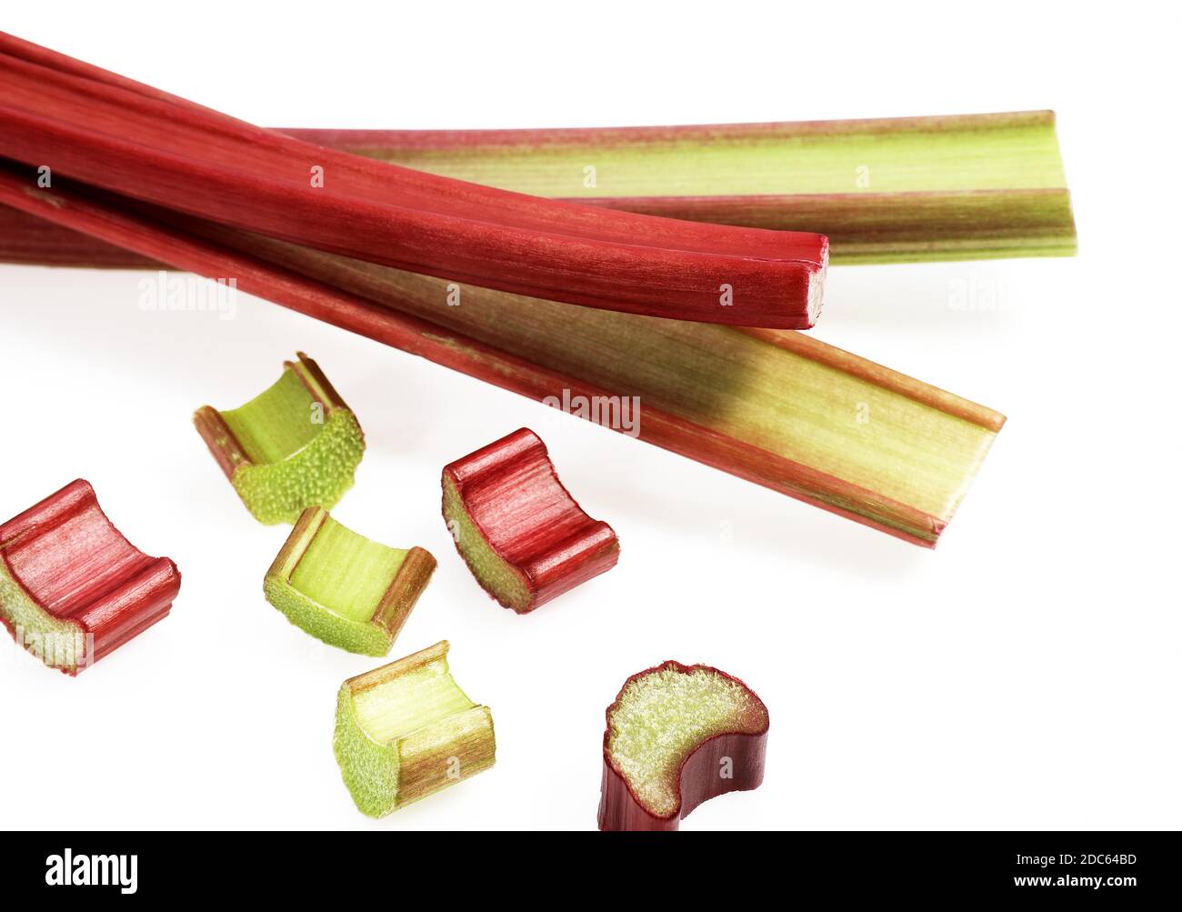 RHUBARB rheum rhaponticum AGAINST WHITE BACKGROUND Stock Photo - Alamy