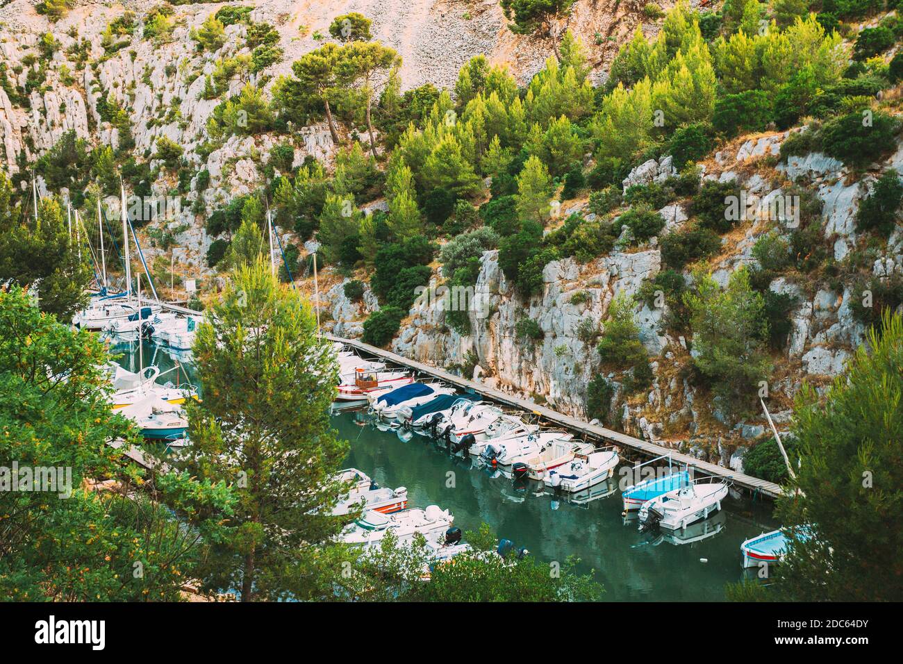 Cassis, Calanques, France. French Riviera. Many White Yachts Boats ...