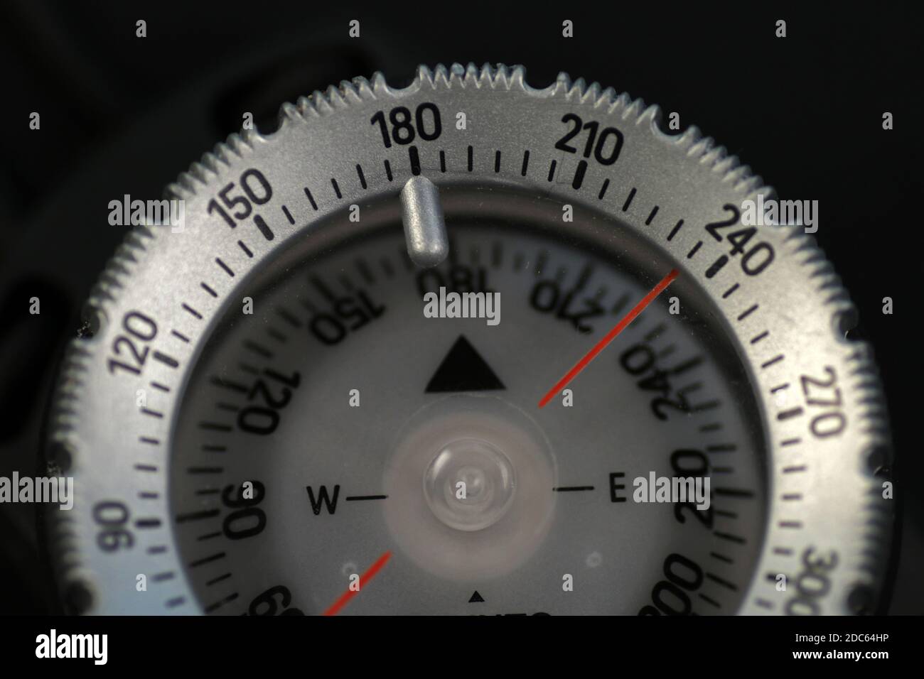 Close up of compass, waterproof compass for diving and outdoor ...