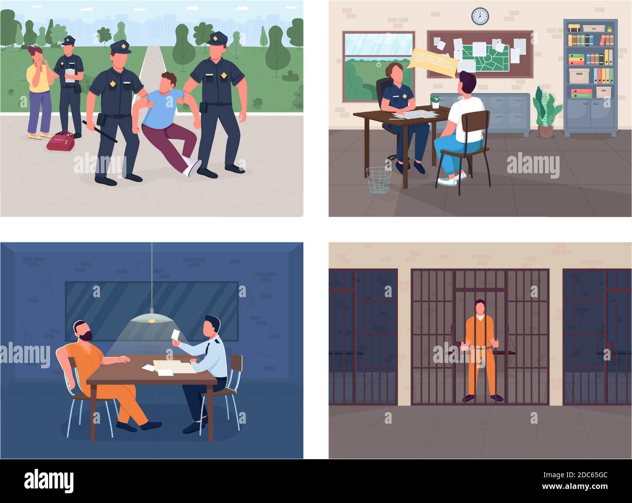 Police investigation flat color vector illustration set Stock Vector ...