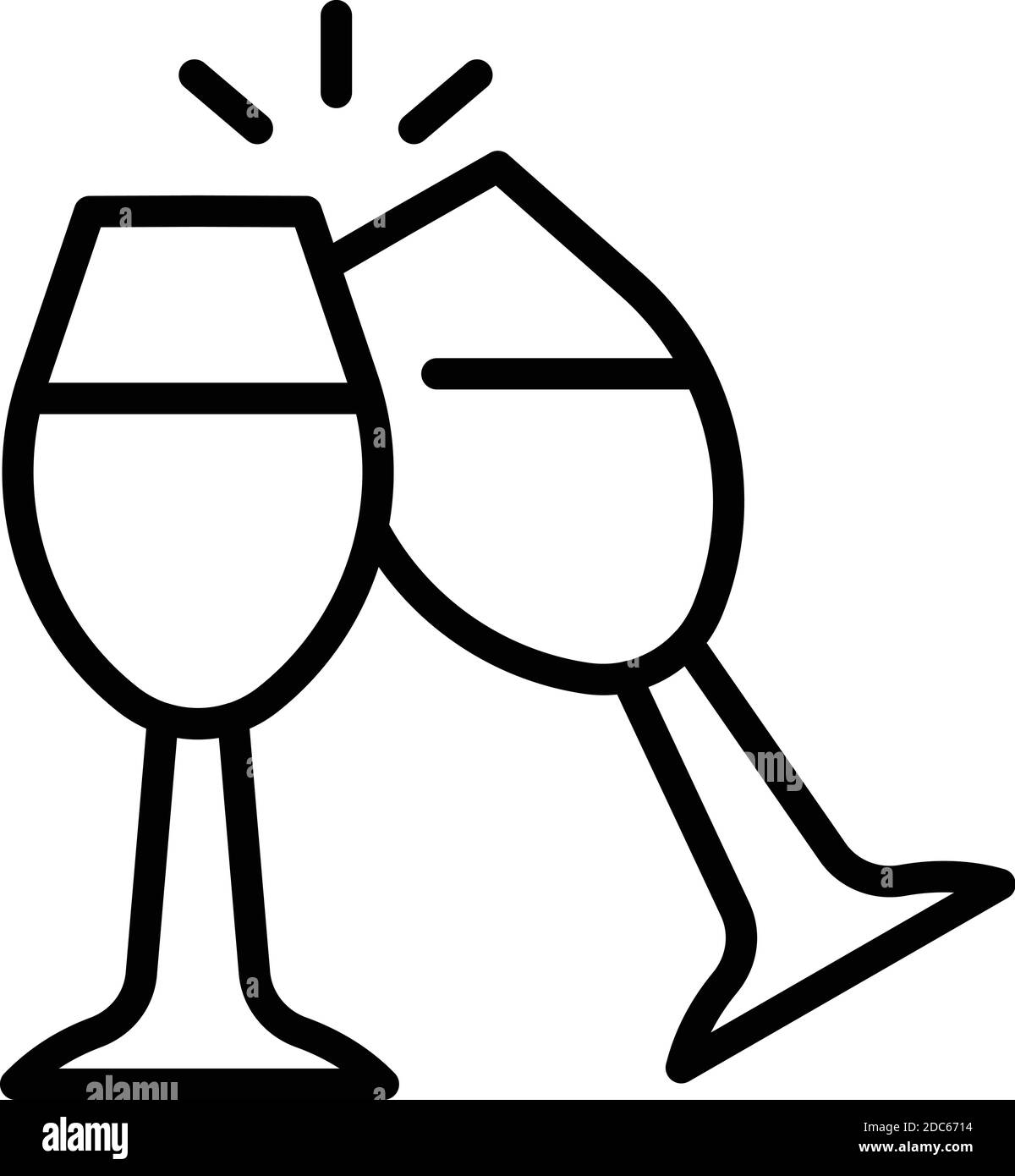 Cheers glass wine icon. Outline cheers glass wine vector icon for web ...
