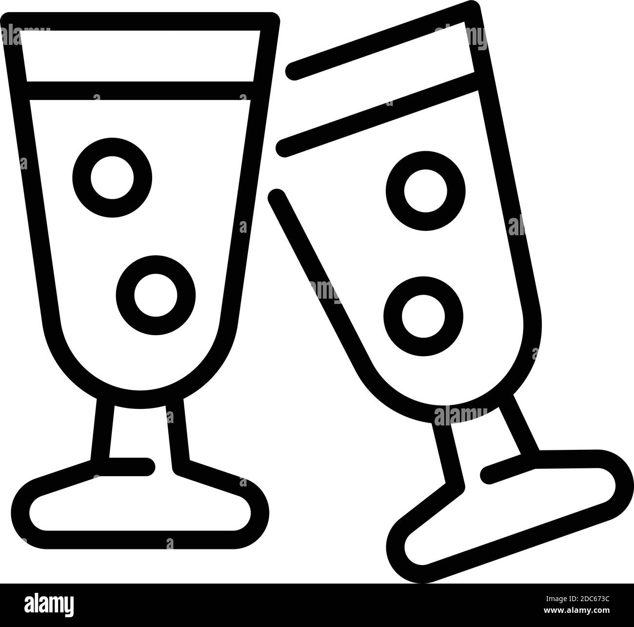Cheers champagne glasses icon. Outline cheers champagne glasses vector ...