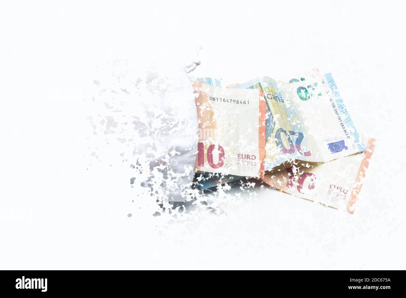 Bag full of money in Euro notes, Saving outside the traditional banking ...