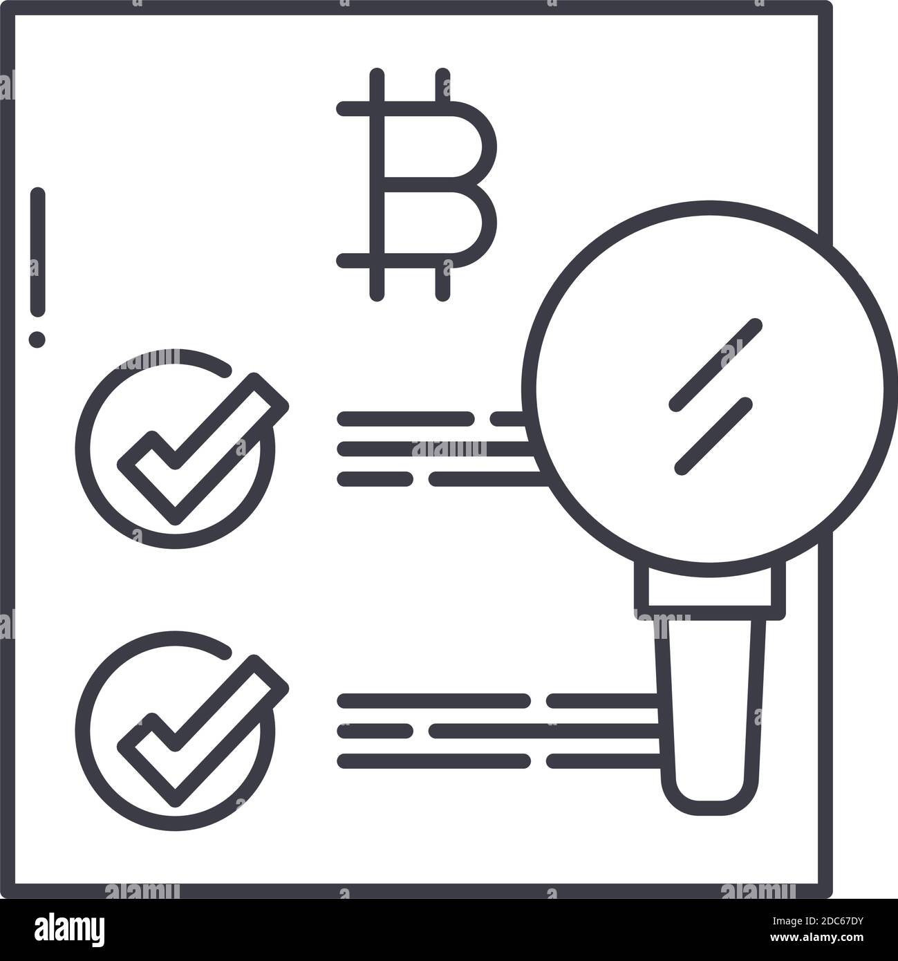 Data confirmation icon, linear isolated illustration, thin line vector ...