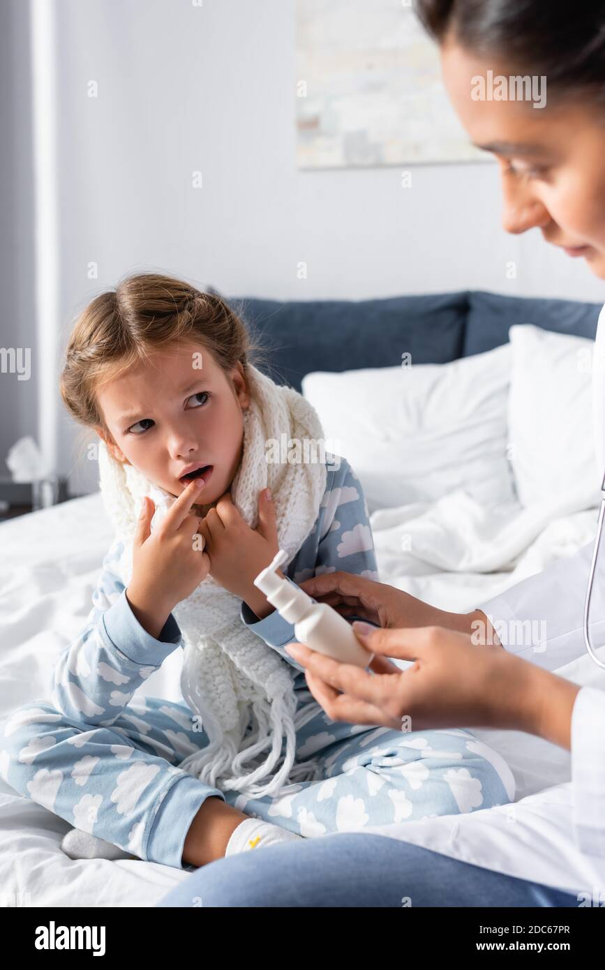 Woman mouth spray hi-res stock photography and images - Alamy