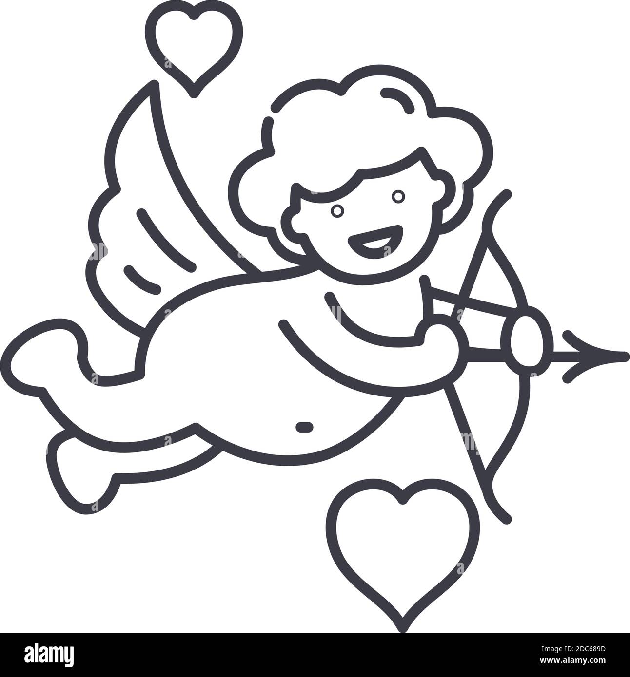 Cupid icon, linear isolated illustration, thin line vector, web design ...