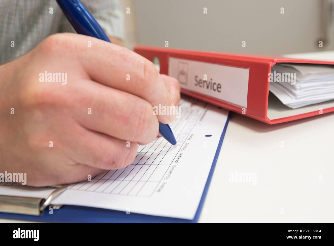 logging and taking notes in the administration and office work Stock ...