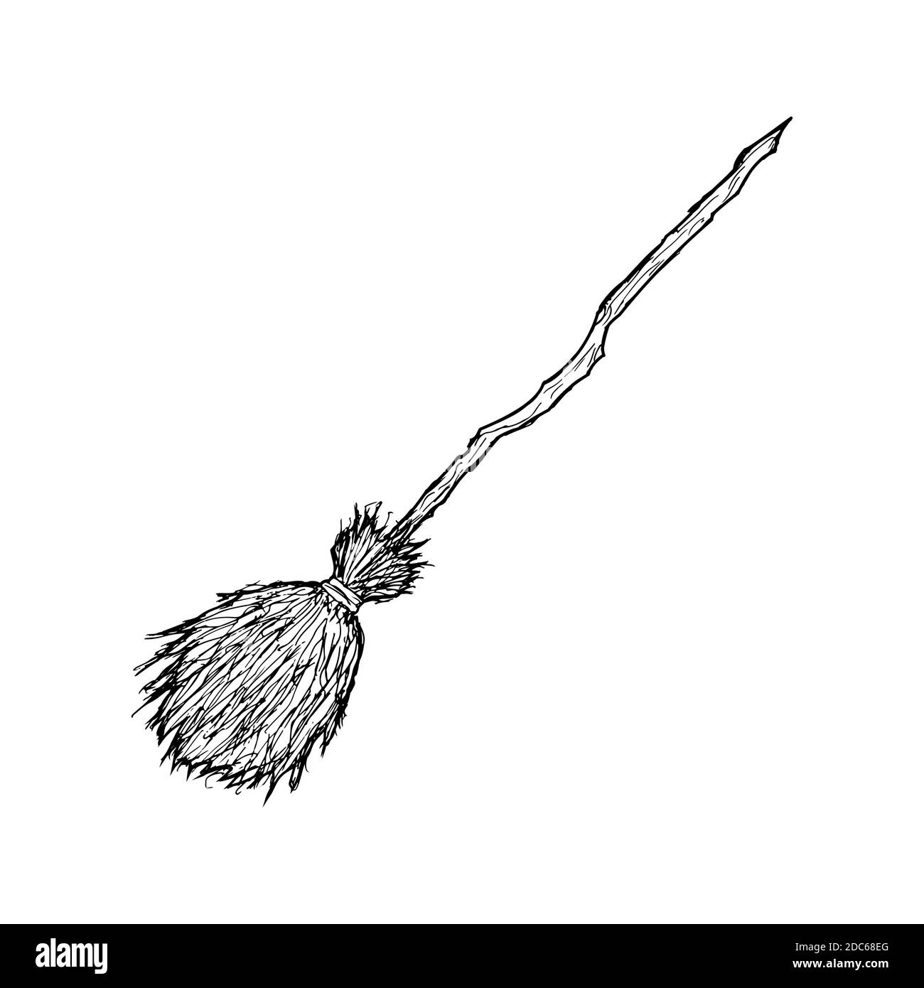 Witch broom. Vector cartoon illustration. Isolated object on white ...