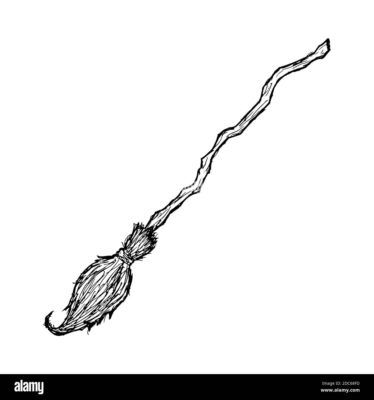 Witch broom. Vector cartoon illustration. Isolated object on white ...