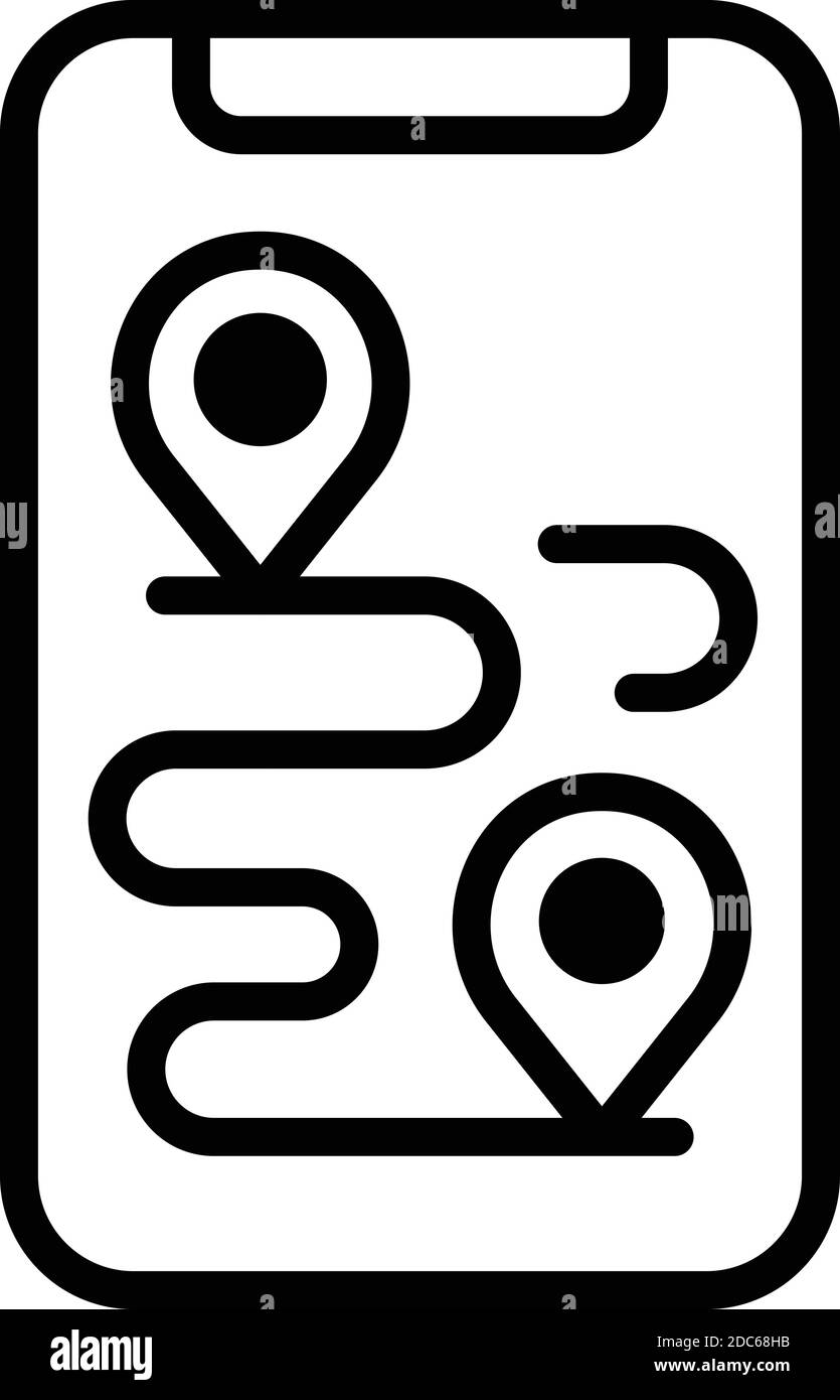 Running smartphone route icon. Outline running smartphone route vector ...