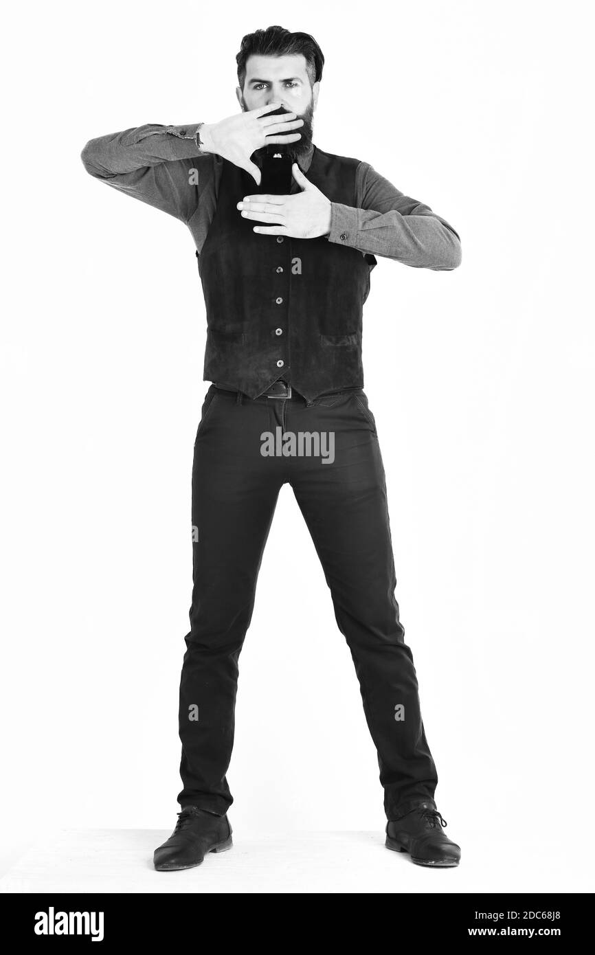 Hipster on serious face Cut Out Stock Images & Pictures - Alamy