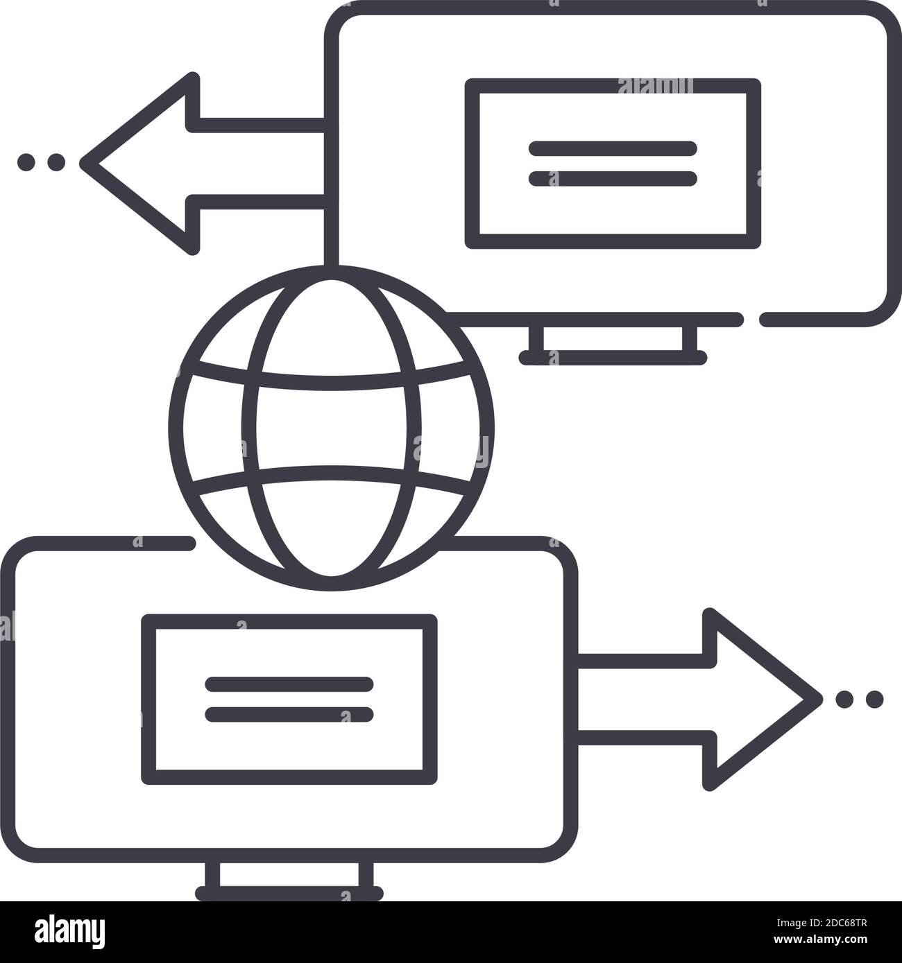 Data communication icon, linear isolated illustration, thin line vector ...