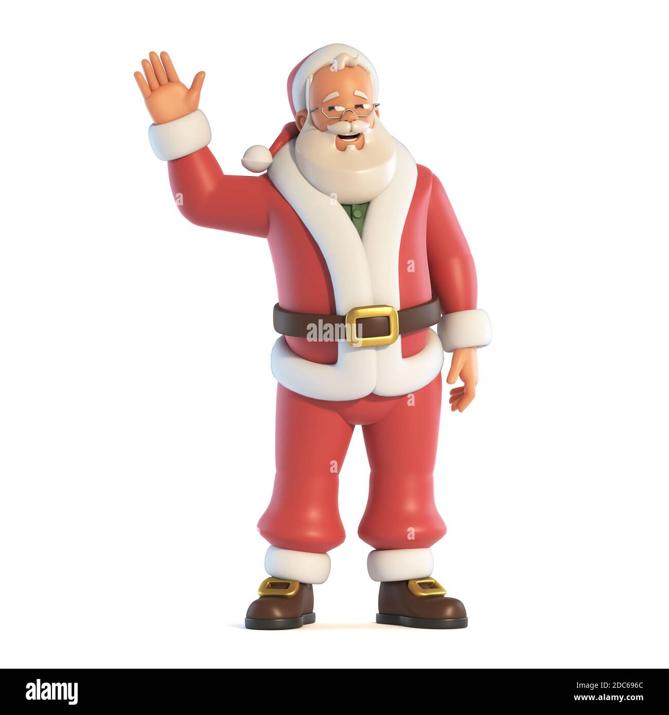 Santa Claus waving hand isolated on white background 3d rendering Stock ...